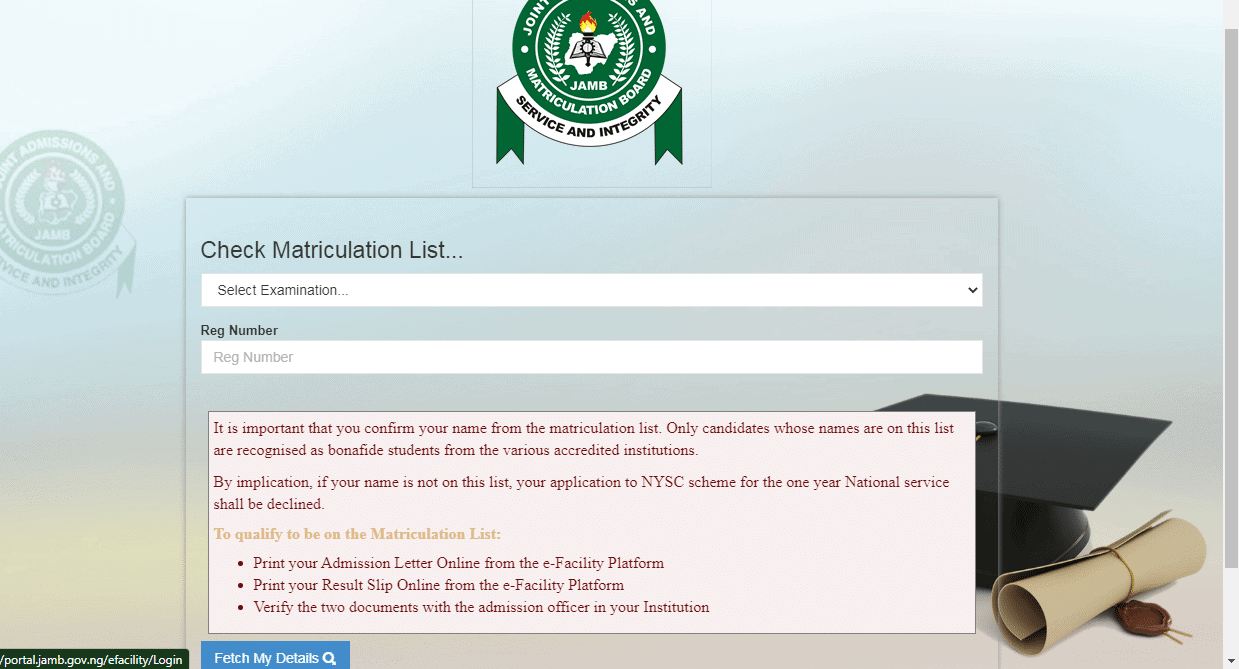 JAMB Matriculation List For NYSC Mobilization 2022/2023 - Academicful
